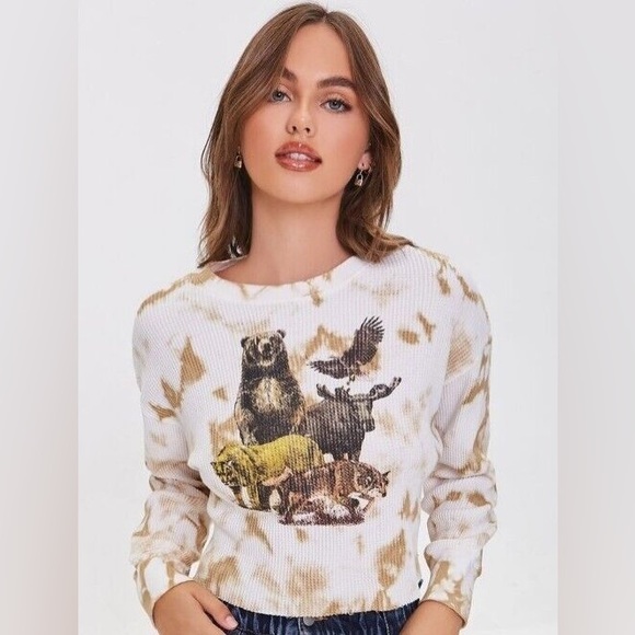 Forever 21 | Sweaters | Wildlife Forest Animal Cropped Sweater Forever2 ...